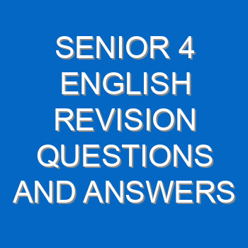 SENIOR 4 ENGLISH REVISION QUESTIONS AND ANSWERS PAST PAPERS PDF ...